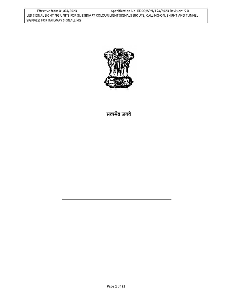 6 Specification No RDSO - SPN - 153 - 2023 - Rev 5 | PDF | Light ...