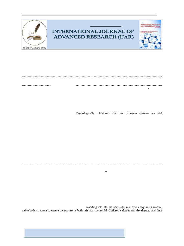 Tattoos and The Appropriate Age For Tattooing in Children Balancing ...