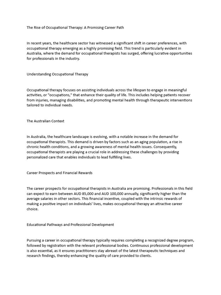 The Rise of Occupational Therapy | PDF