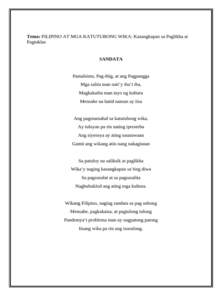 Donato-Tula Tungkol Sa Wika | PDF