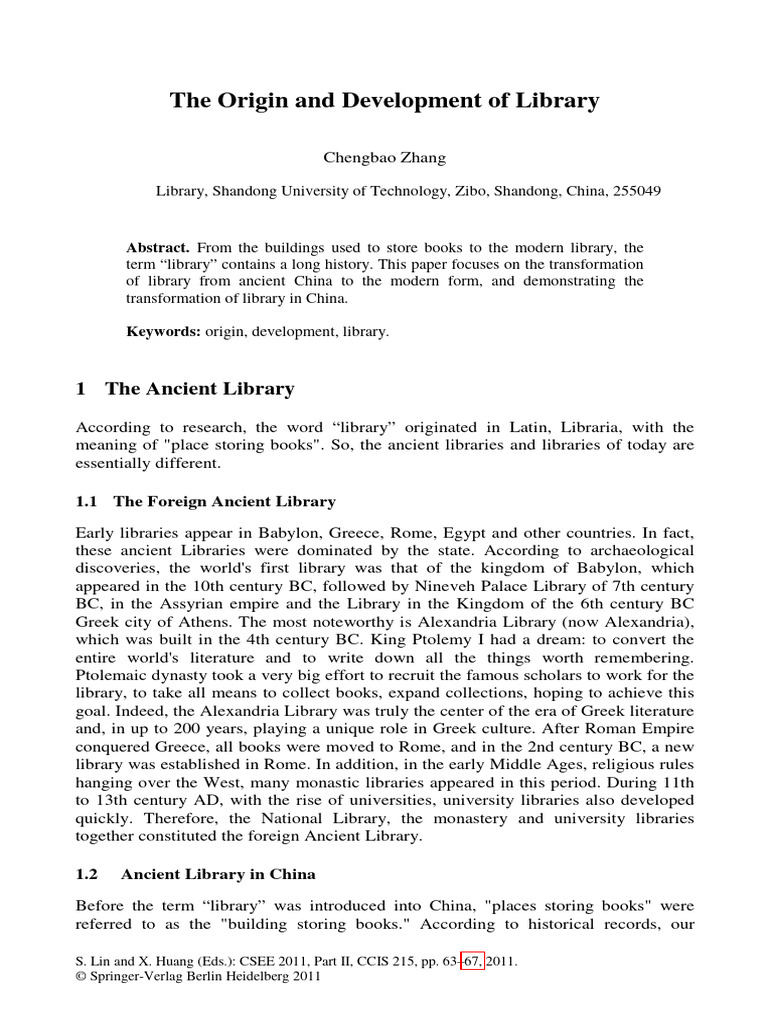 History of Library | PDF | Ancient Greece | Ancient Rome