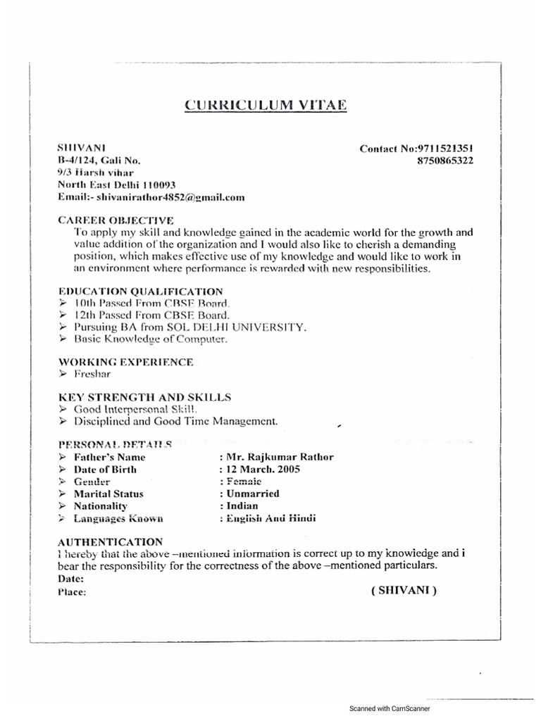 Shivani Shahi Resume Second Person | PDF