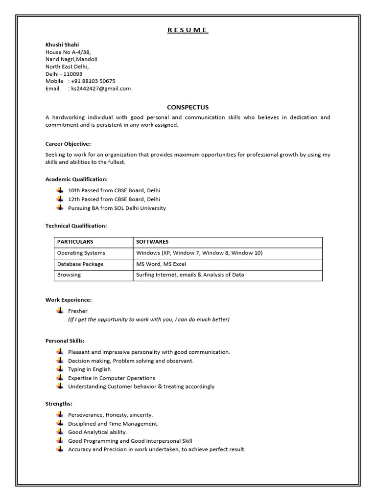 Khushi Resume | PDF | Cognition | Computing