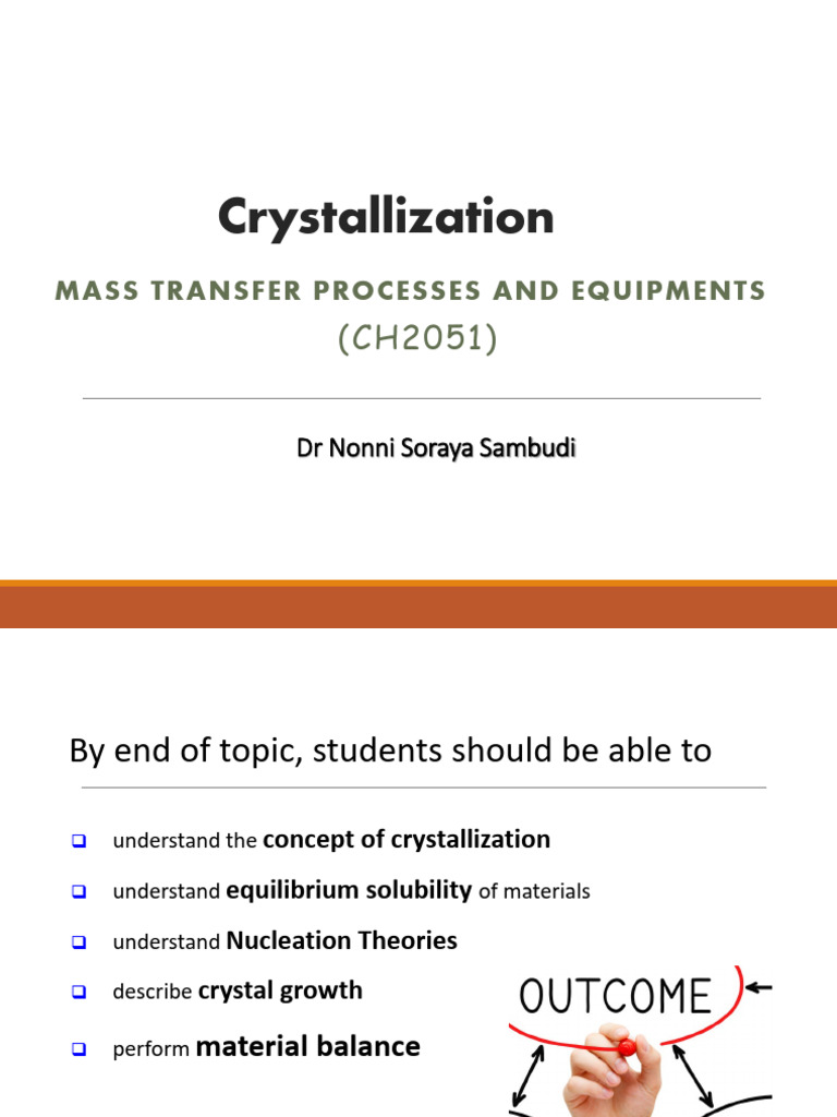 Crystallization - Mass Transfer | PDF | Crystallization | Solubility