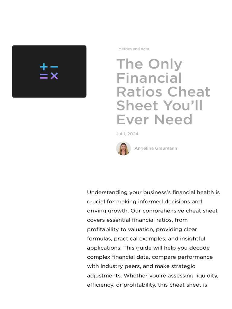 Financial Ratios Cheat Sheet Guide | PDF | Dividend | Inventory