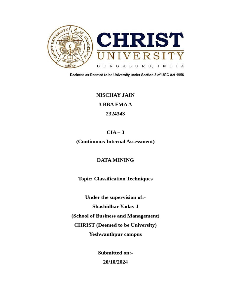 CIA 4 | PDF | Statistical Classification | Machine Learning