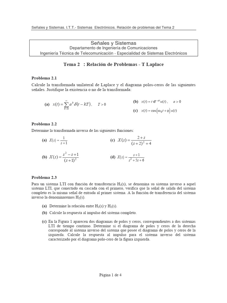 Relacion de Problemas Tema 2 TL | PDF | Ingeniería | Electrónica