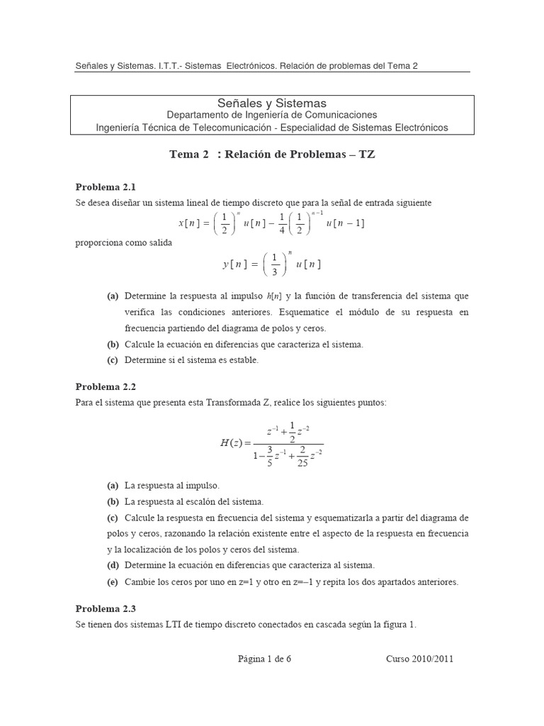 Relacion de Problemas Tema 2 TZ | PDF