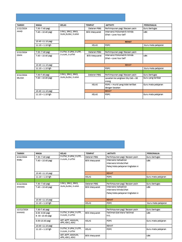 Jadual Pasca Uasa 2024 | PDF