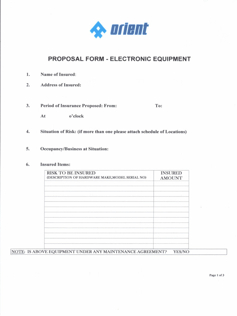 Electronic Equipment Proposal | PDF
