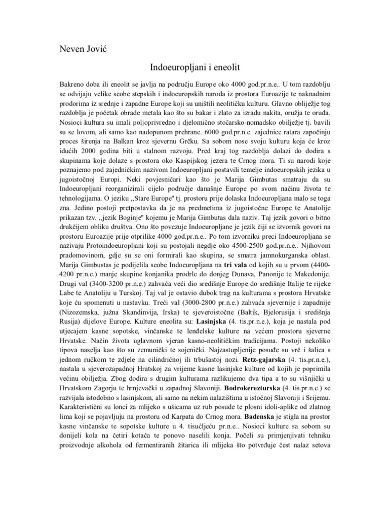 Indoeuropljani I Eneolit | PDF