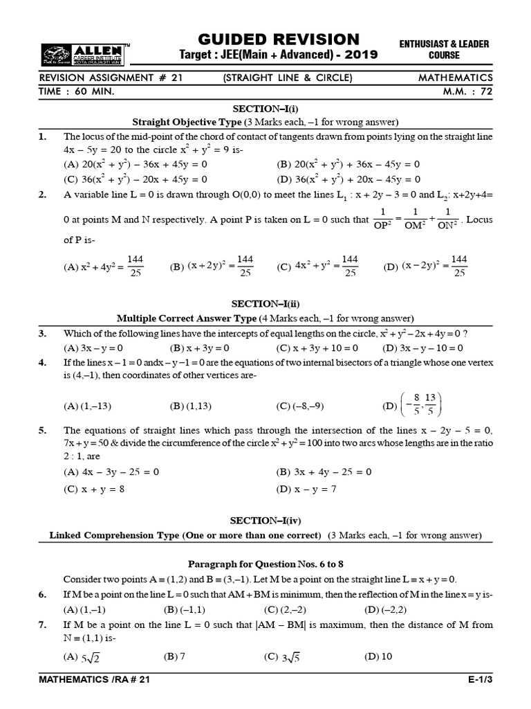 21 R.A - (Straight Line - Circle) | PDF | Circle | Geometric Shapes
