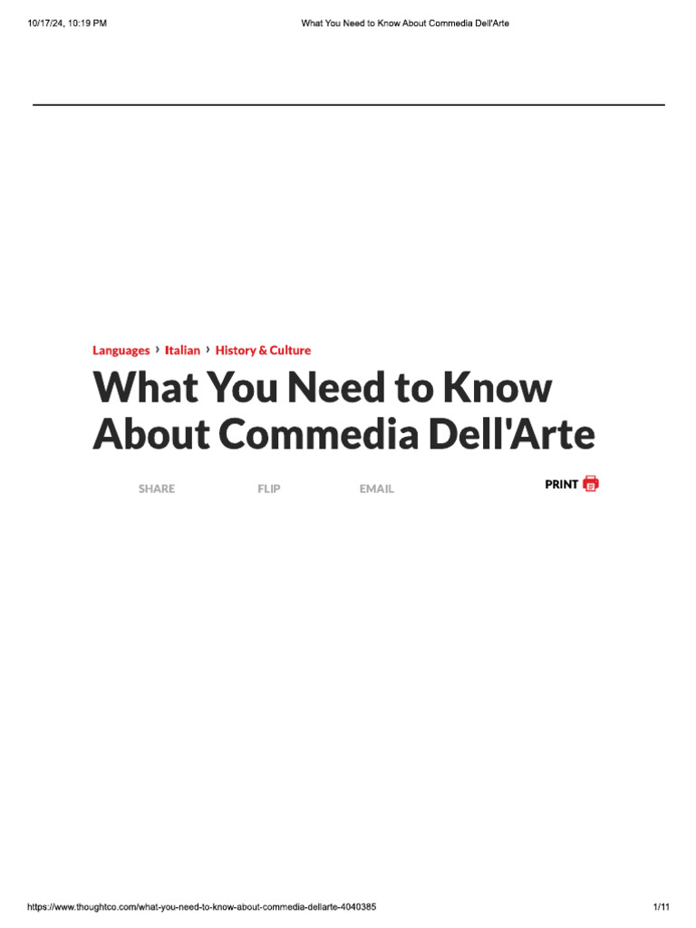 Commedia Del Arte | PDF