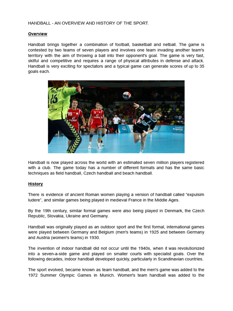 Handball - An Overview and History of The Sport | PDF | Defender ...