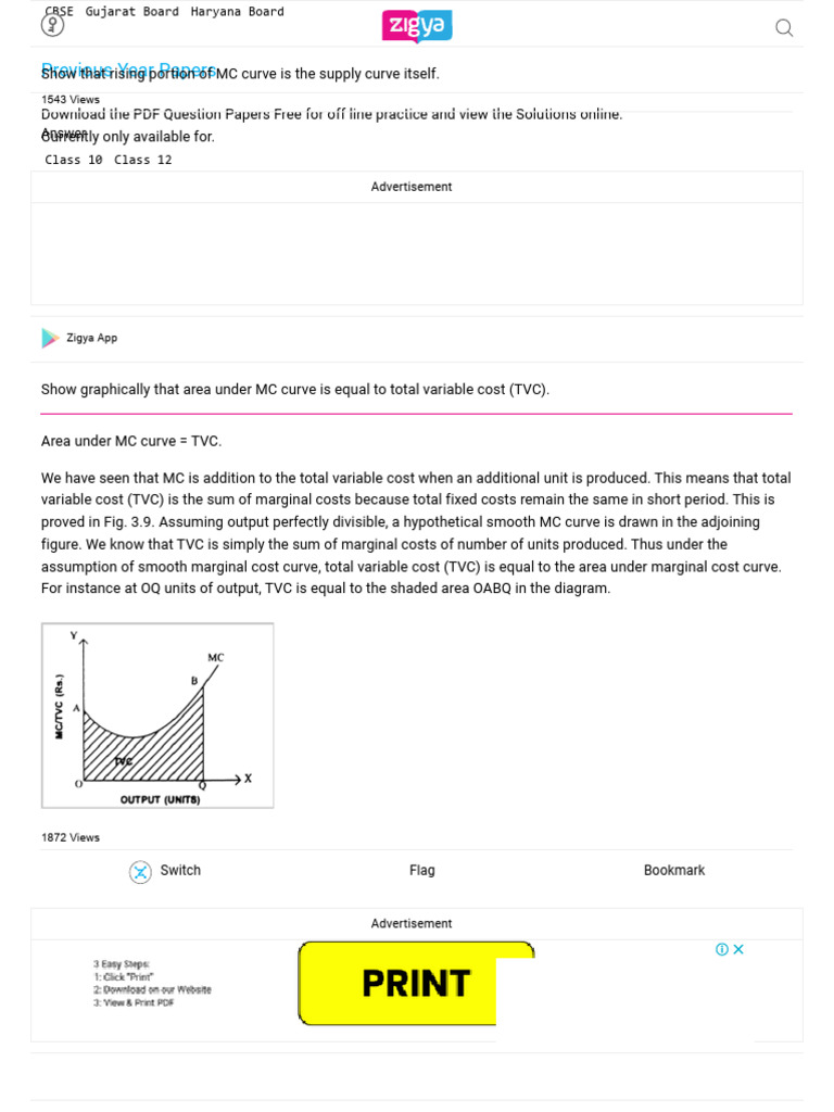 Show Graphically That Area Under MC Curve Is Equal To Total Vari | PDF
