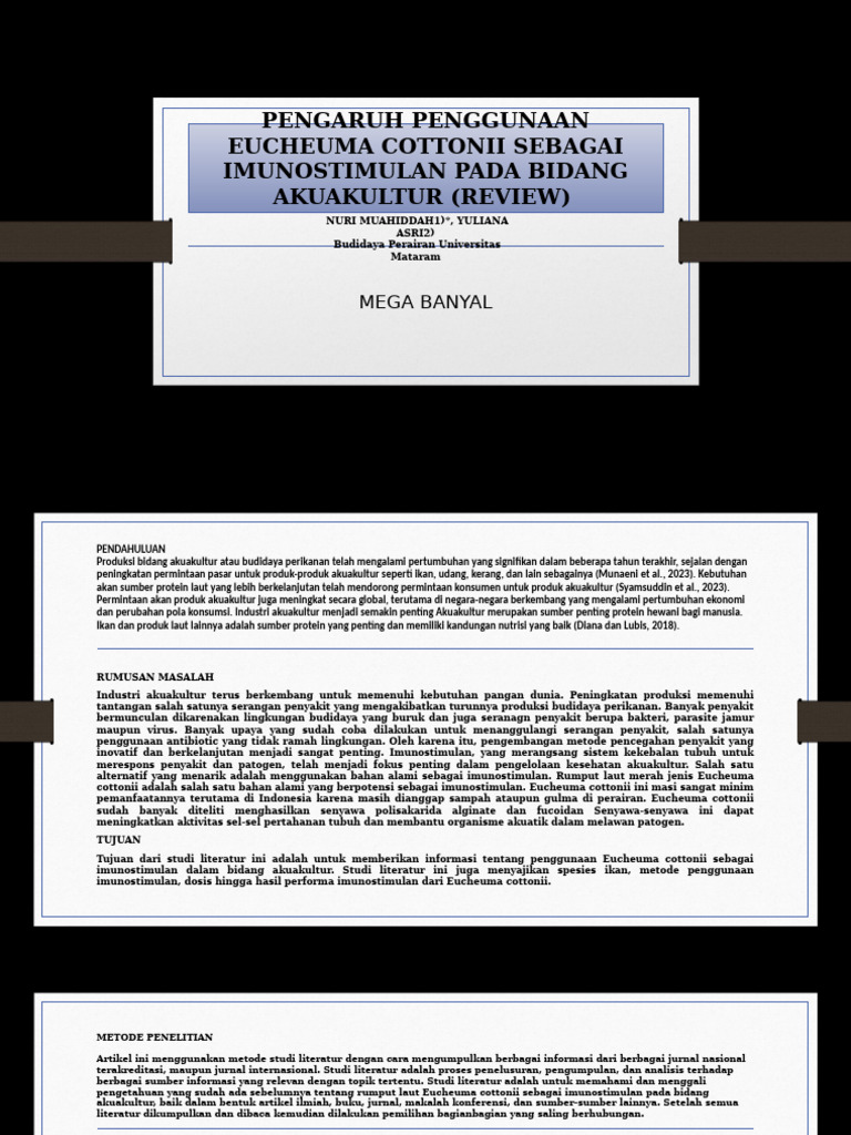 Imunostimulan Eucheuma cottonii di Akuakultur | PDF