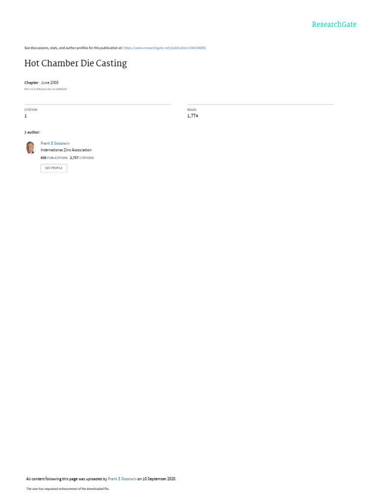 Hot Chamber - DIE CAsting | PDF