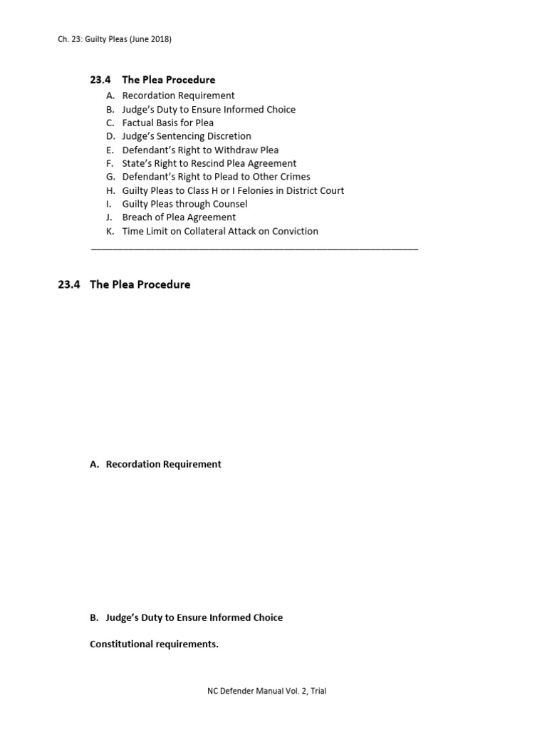 23.4 The Plea Procedure - 0 | PDF | Plea | Plea Bargain