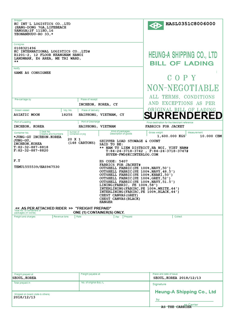 OBL_0351C8006000 | PDF | Freight Transport | Shipping