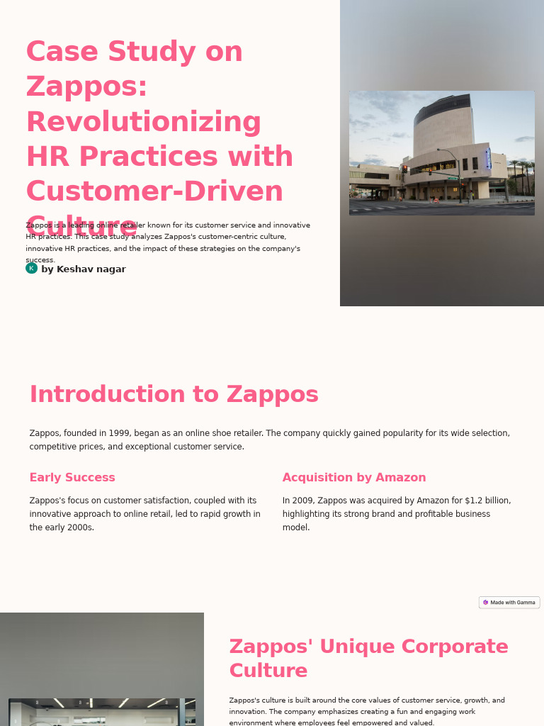 Case Study on Zappos Revolutionizing HR Practices With Customer Driven Culture | PDF ...
