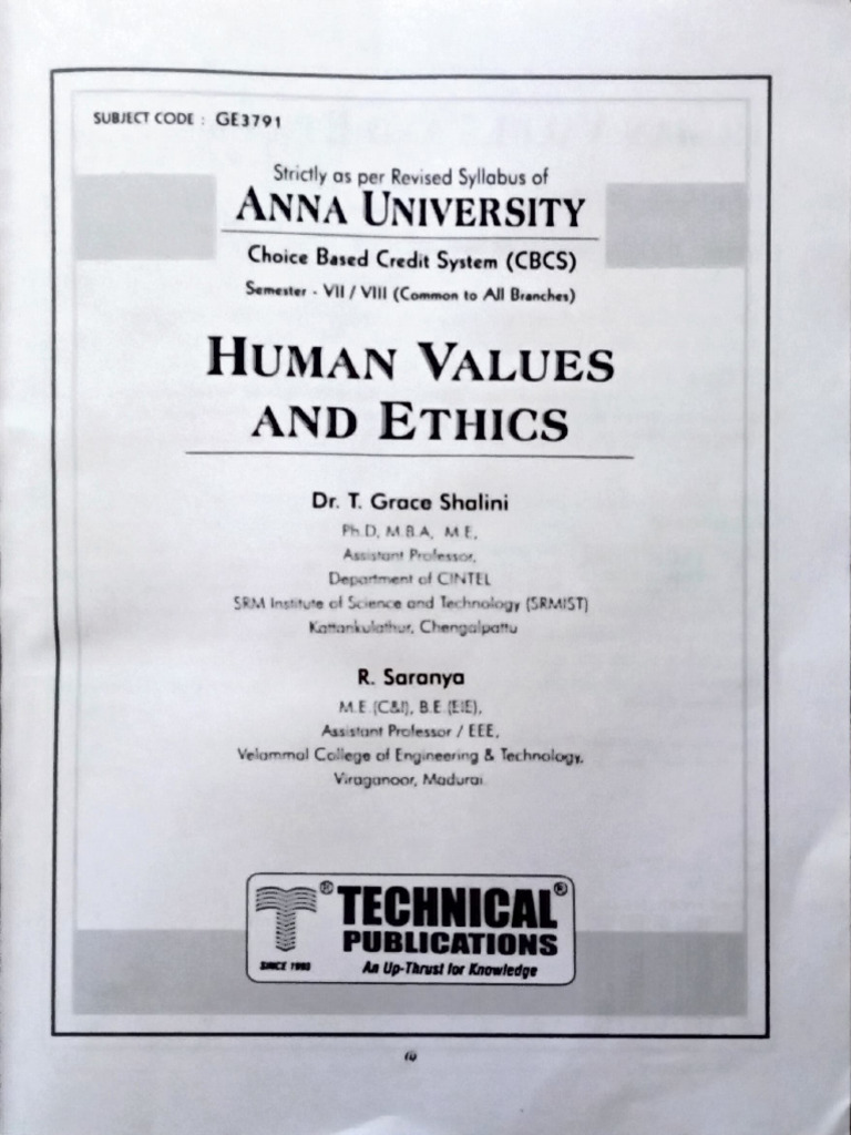 Human Value and Ethics GE3791 | PDF