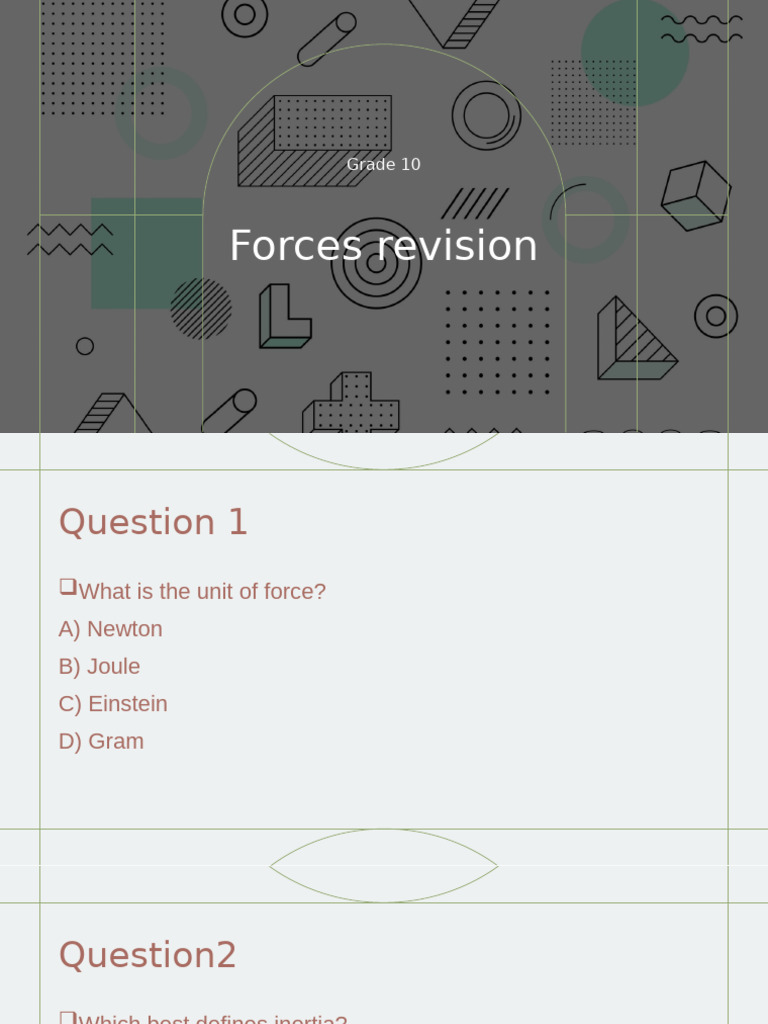 Grade 10 Forces Revision Quiz | PDF