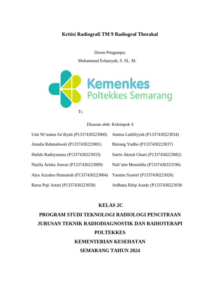 Kritisi Radiografi Thorakal TM 9 | PDF