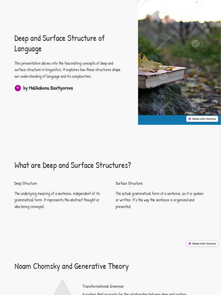 Deep and Surface Structure of Language | PDF | Semantics | Grammar