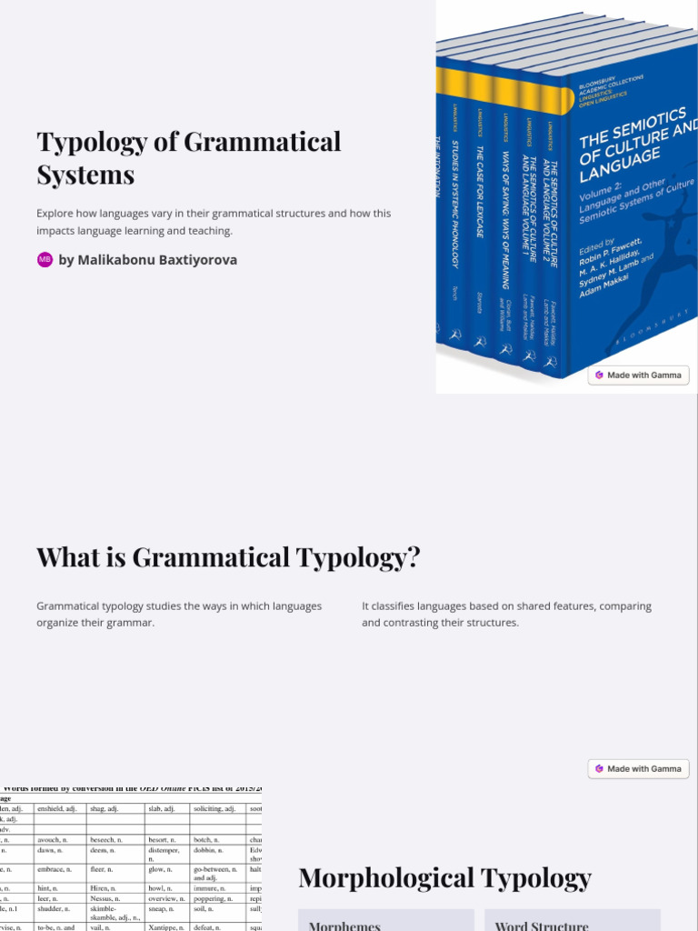 Typology of Grammatical Systems | PDF | Word | Linguistic Typology