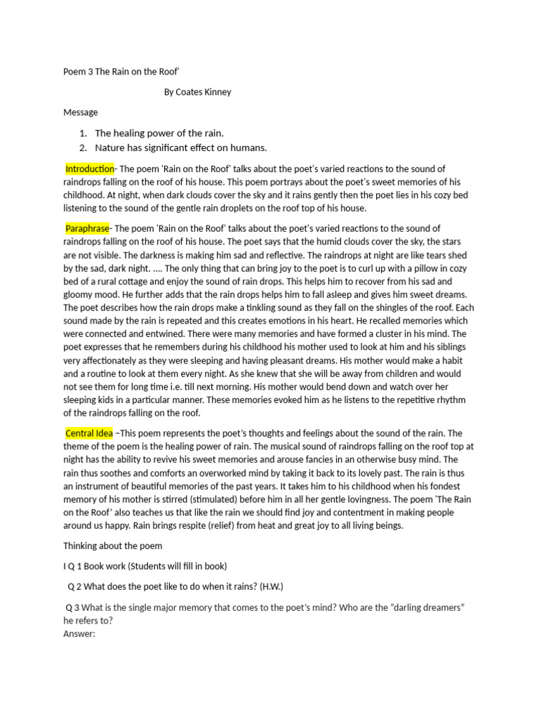 The Healing Power of Rain Poem | PDF | Rain | Drop (Liquid)