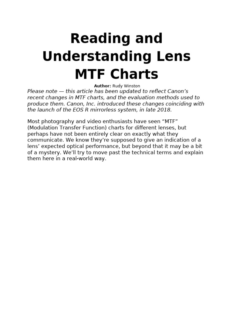 Reading and Understanding Lens MTF Charts | PDF | Camera Lens | Optical ...