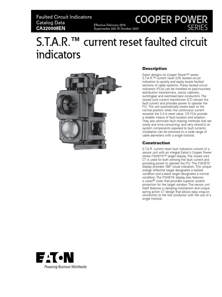 S T A R Current Reset Faulted Circuit Indicators Ca320008en | PDF ...