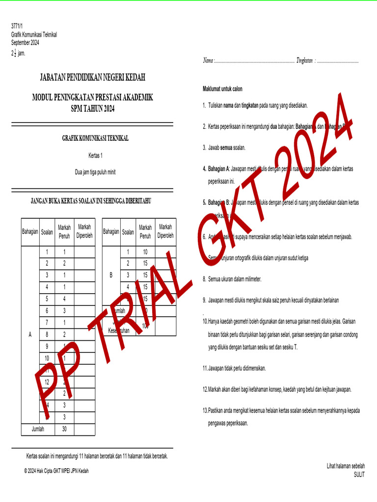 Skema Trial GKT Kedah SPM 2024 - A3 | PDF