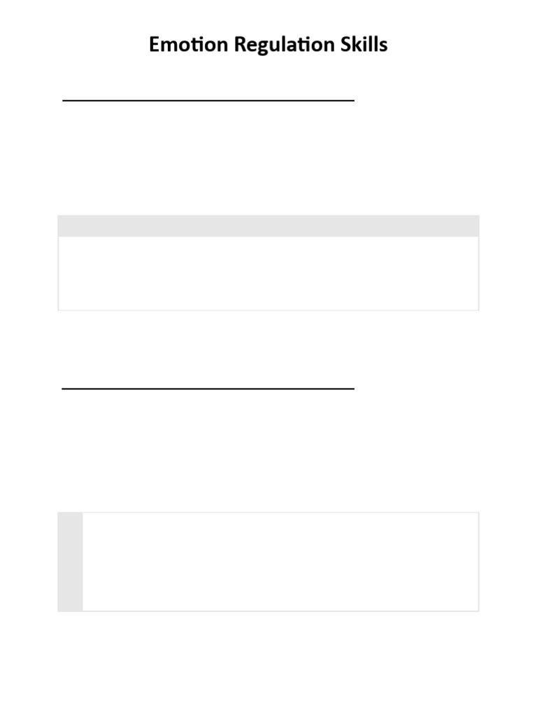 DBT Emotion Regulation Skills | PDF | Emotions | Emotional Self Regulation