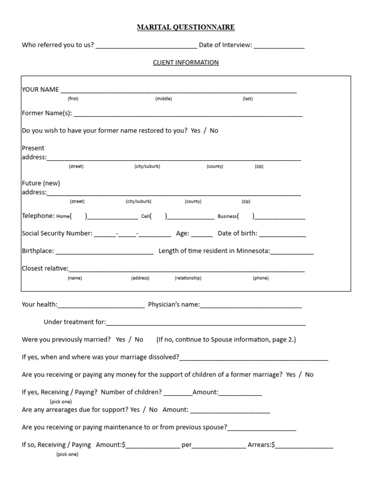 Marital Questionaire 88aff47f | PDF | Welfare | Economies