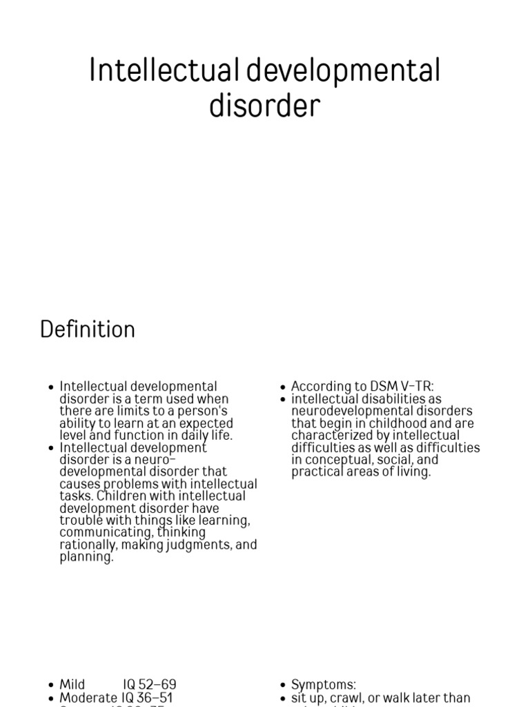Intellectual Developmental Disorder Overview | PDF | Intellectual ...