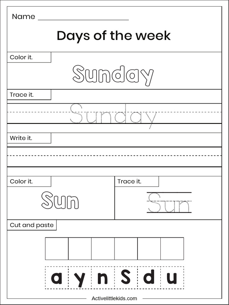Days of The Week Worksheets | PDF