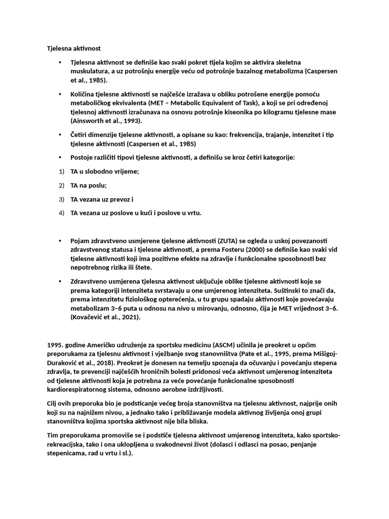 Tjelesna Aktivnost | PDF