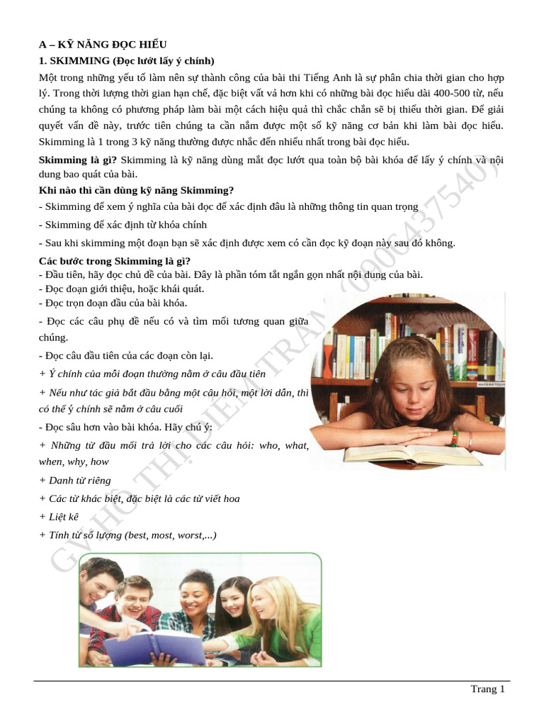 A KY NANG DOC HIEU 8 Trang | PDF