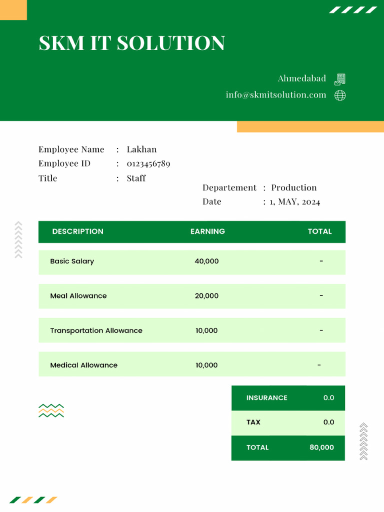 Green & Yellow Simple Salary Payment Invoice | PDF