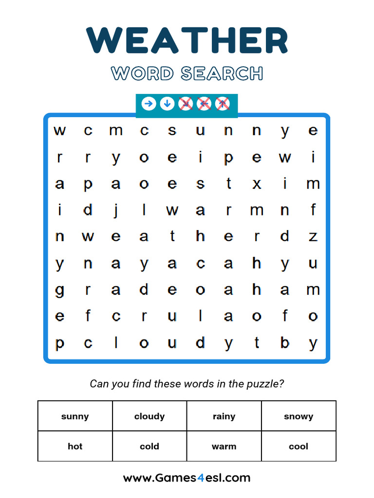 Grade 1 Word Search Worksheet Weather | PDF