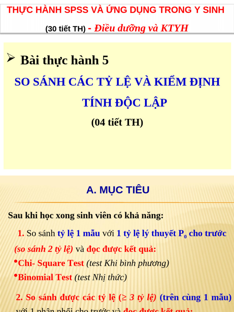 Bai TH5. So Sanh Cac Ty Le Va Kiem Dinh Tinh Doc Lap (04TH) | PDF