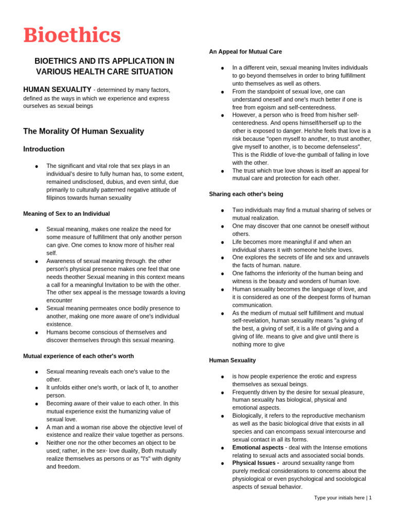 BIOETHICS AND ITS APPLICATION IN VARIOUS HEALTH CARE SITUATION ...
