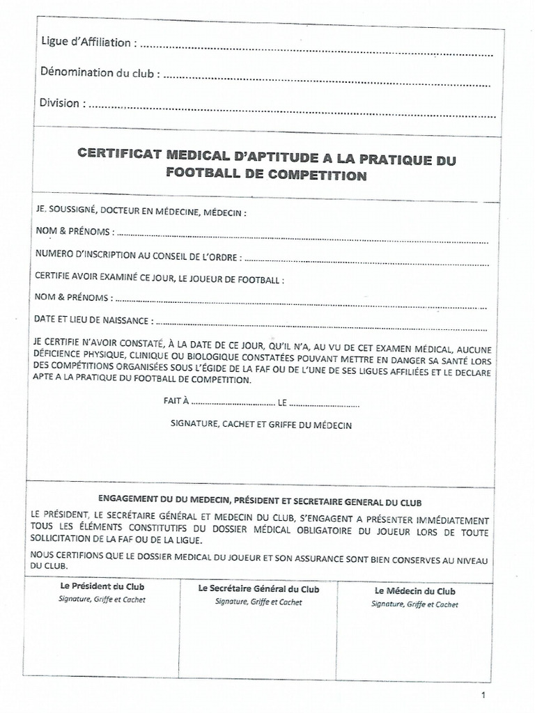 Certificat Medical D'aptitude - 2 | PDF