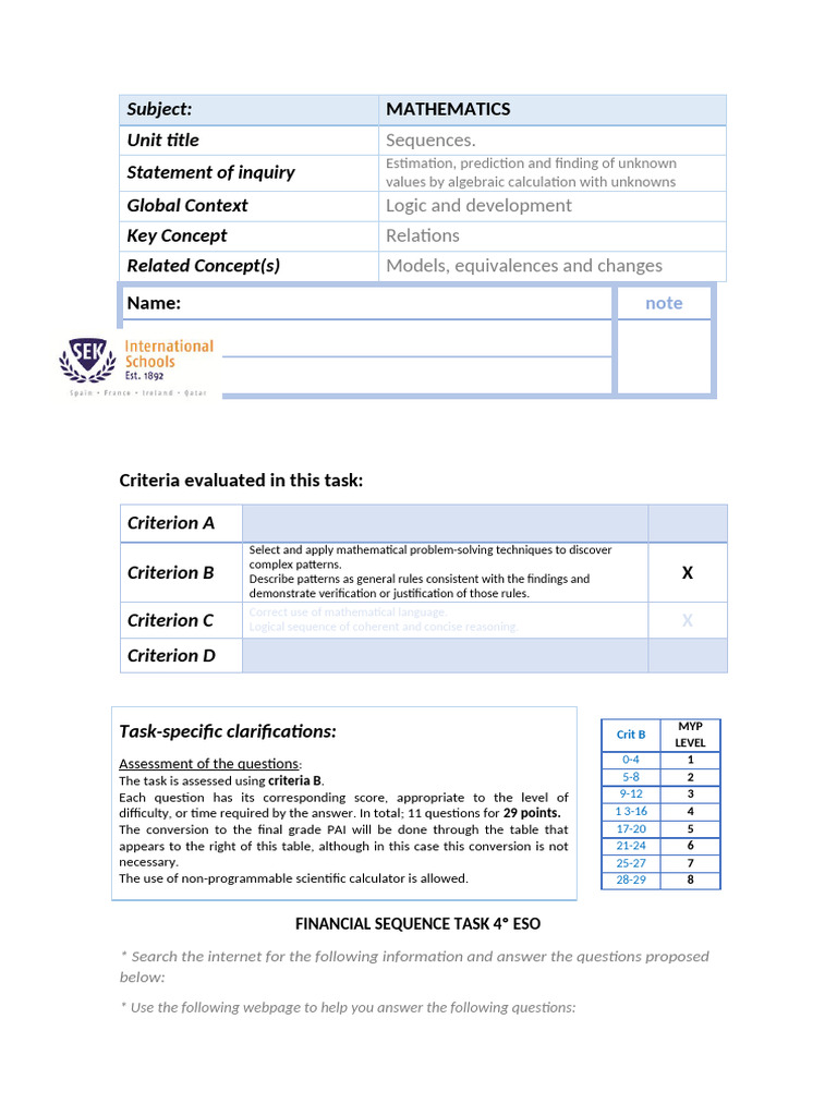 4eso 2nd Eval Crit B Task - Fin Seq - Eng - Solns V1 6 | PDF | Interest | Yield (Finance)