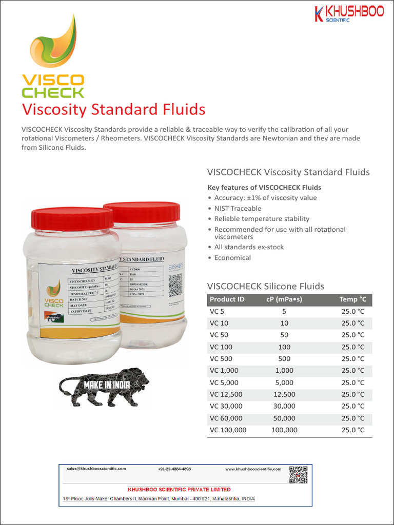 KSPL ViscoCheck - Viscosity - Standards | PDF | Viscosity | Chemical ...