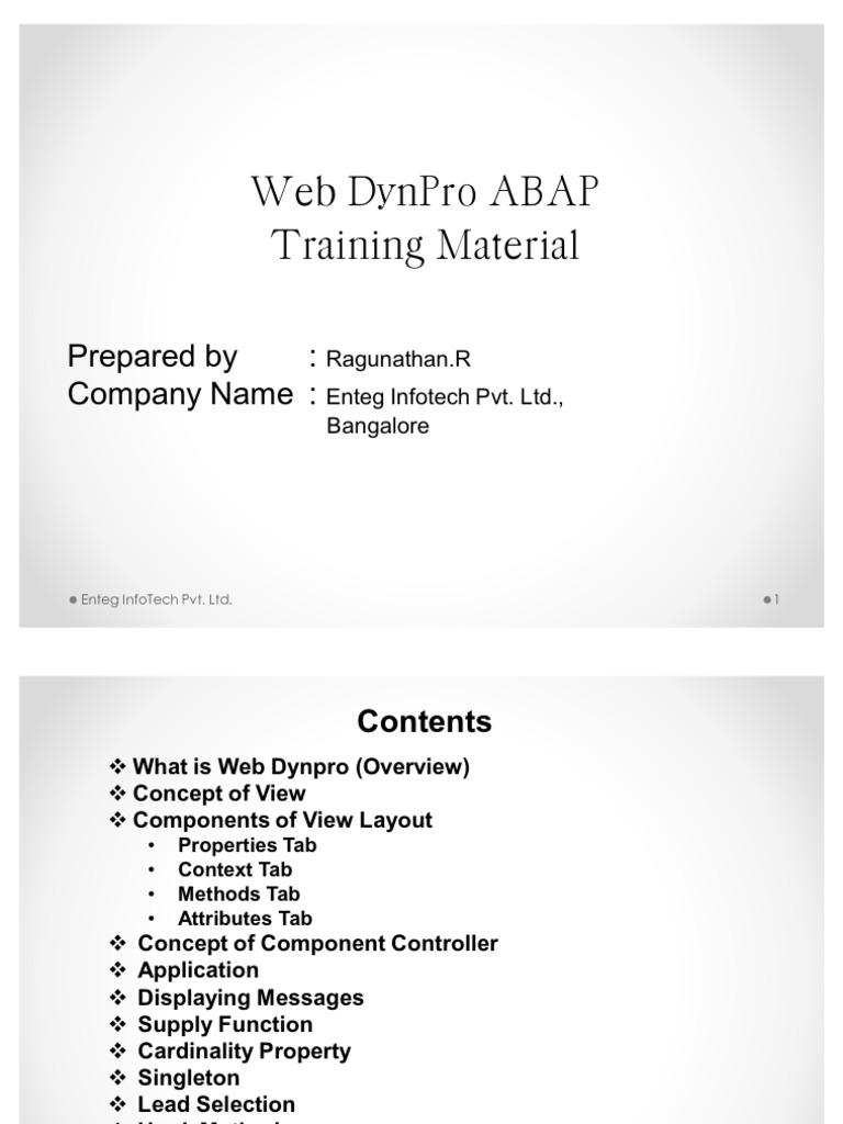 ABAP Webdynpro Introduction | PDF | Method (Computer Programming) | Component Based Software ...