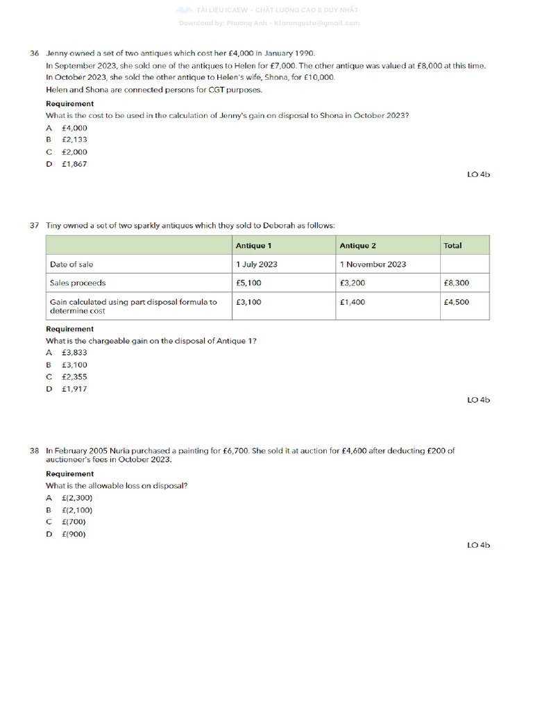 Question_Bank_Part_10 | PDF | Capital Gains Tax | United Kingdom ...