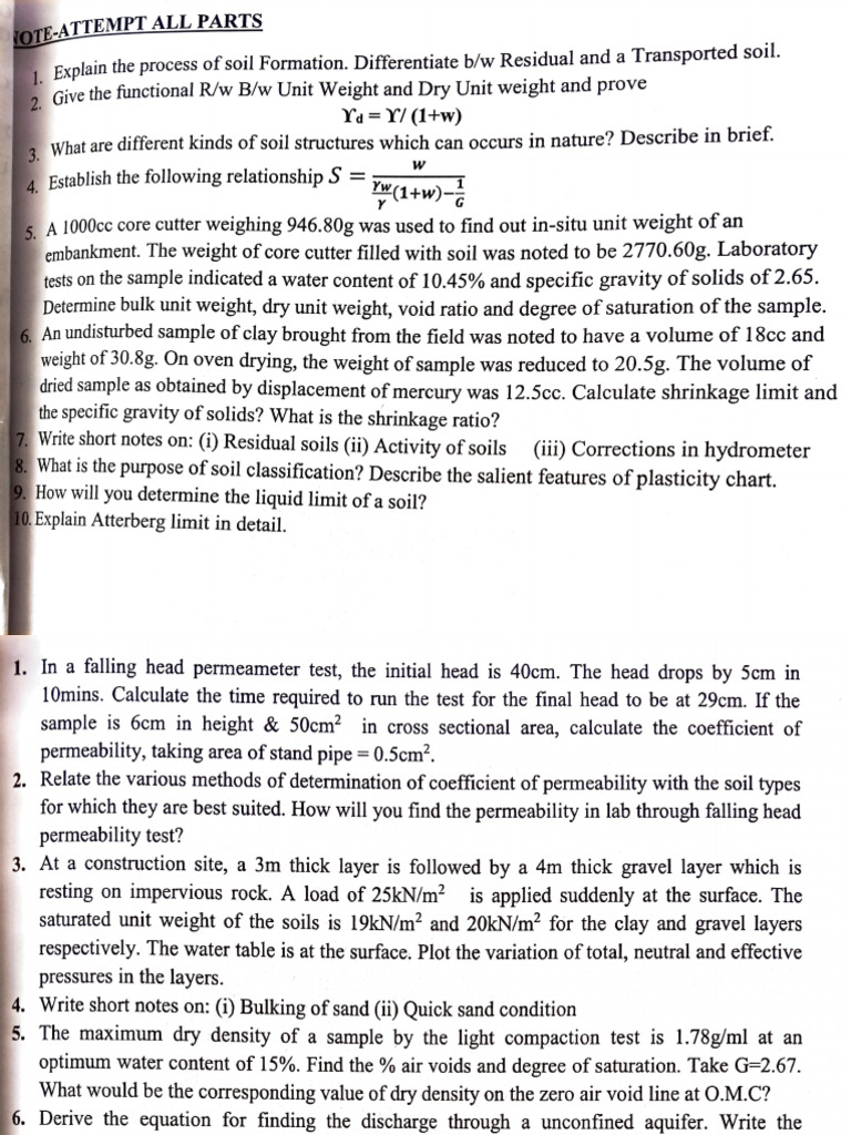 Geotechnical Engineering Imp Ques 2 to 5 | PDF | Mechanical Engineering | Soil Mechanics