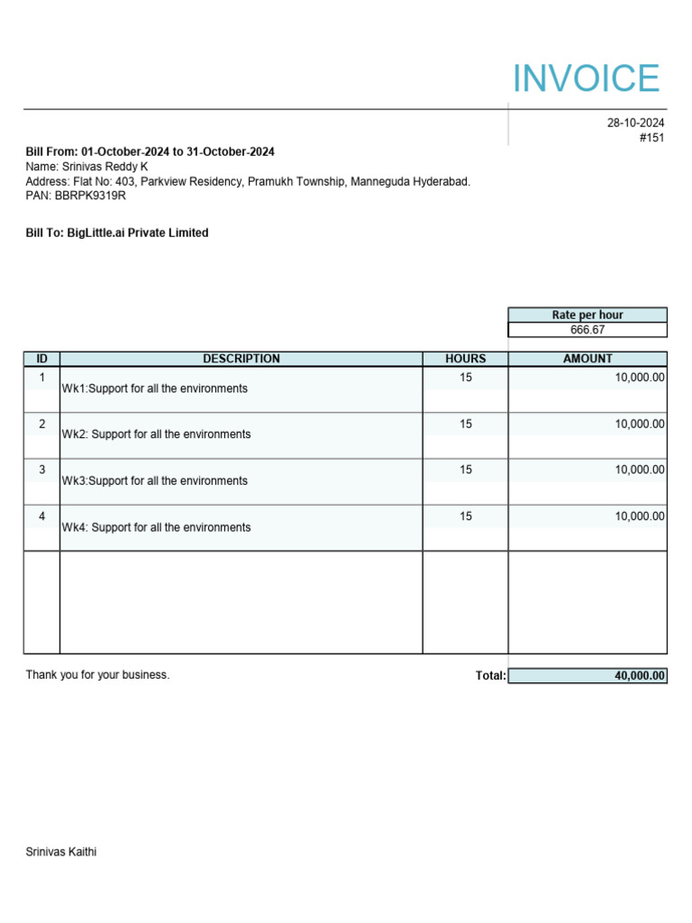 Invoice for October 2024 Services | PDF